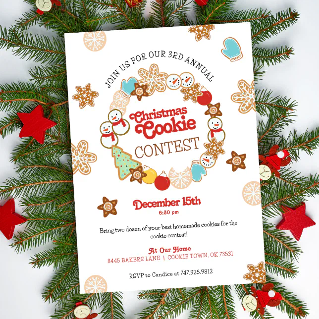 Christmas Cookie Contest Holiday Party Invitation | Zazzle