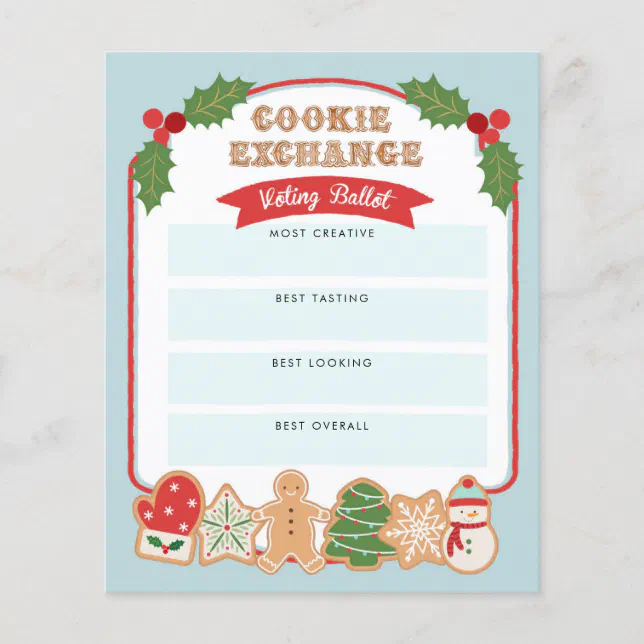 Christmas Cookie Exchange | Voting Ballot | Zazzle