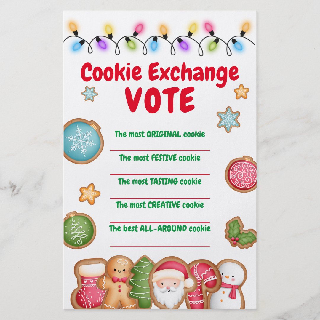 Christmas Cookie Exchange Voting Cards Flyer | Zazzle