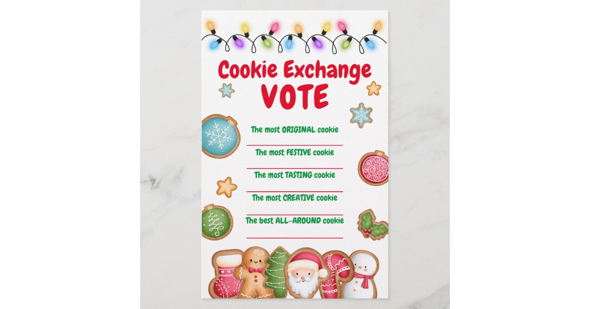 Christmas Cookie Exchange Voting Cards Flyer | Zazzle