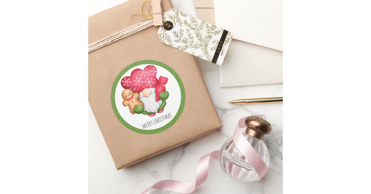 Christmas Cookie Gnome Classic Round Sticker | Zazzle