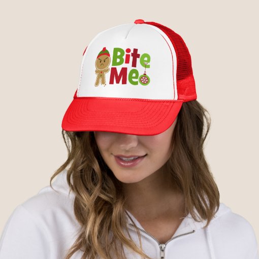 Christmas cookie Holiday bite me hat | Zazzle