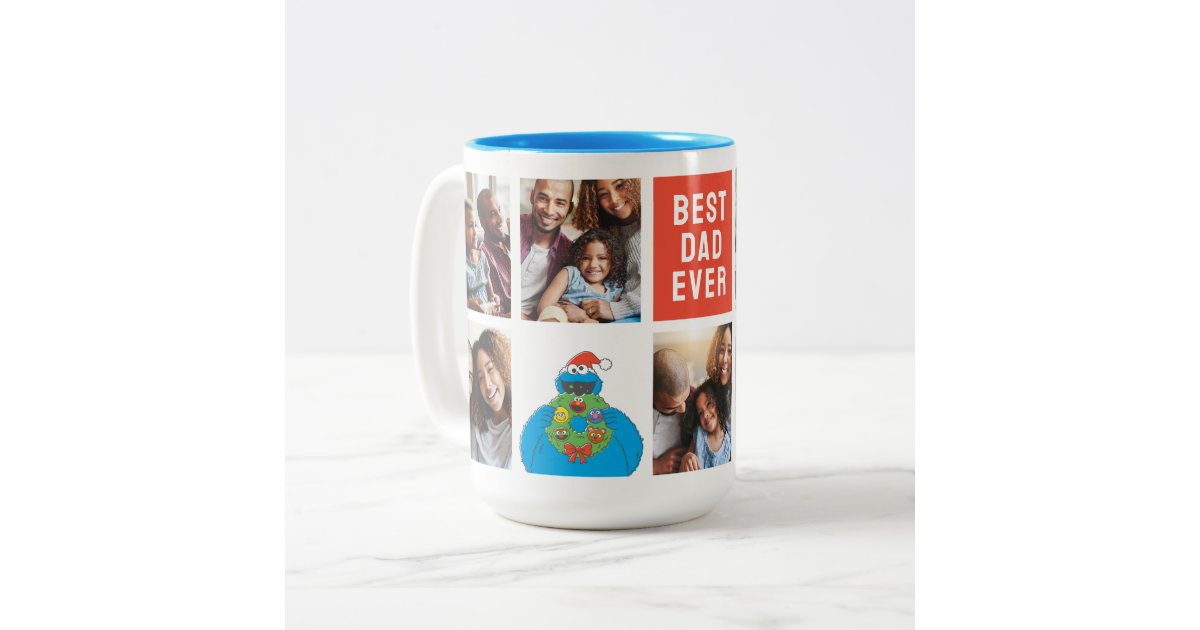 Christmas Cookie Monster | Dad - Photo Collage Two-Tone Coffee Mug | Zazzle