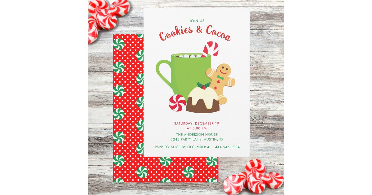CHRISTMAS COOKIES AND COCOA INVITATION | Zazzle