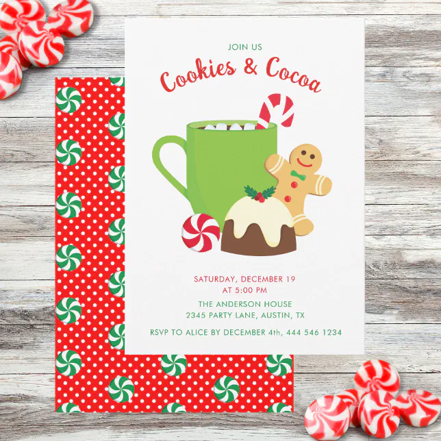 CHRISTMAS COOKIES AND COCOA INVITATION | Zazzle