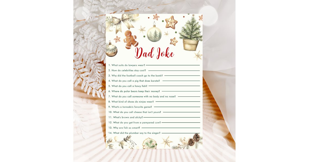 Christmas Cookies Dad Joke Baby Shower Game Card | Zazzle