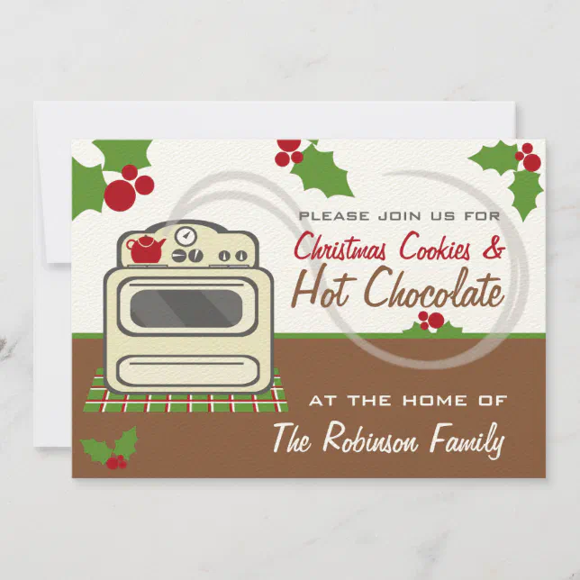 Christmas Cookies & Hot Chocolate Party Retro Invitation | Zazzle