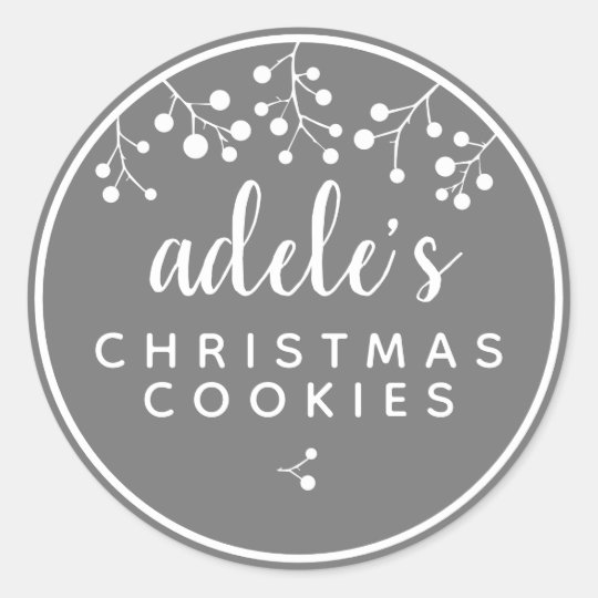 Christmas Cookies Personalized Gray Classic Round Sticker | Zazzle.com