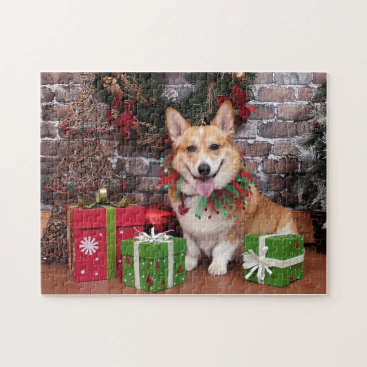 Christmas - Corgi - Cal Jigsaw Puzzle | Zazzle