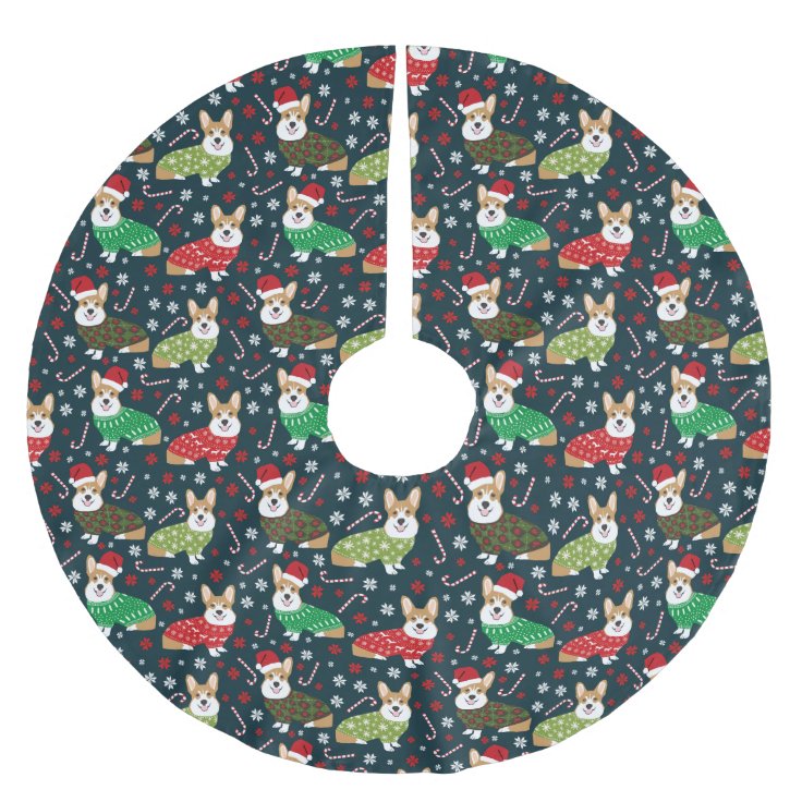 Christmas Corgi sweaters tree skirt - cute dog | Zazzle