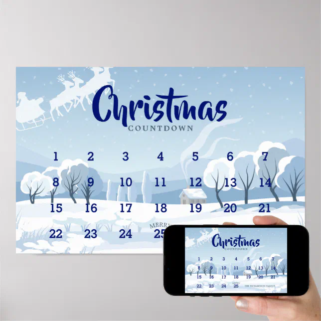 Christmas Countdown Advent Calendar Poster | Zazzle