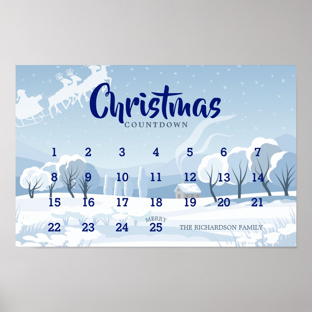 Christmas Countdown Advent Calendar Poster | Zazzle
