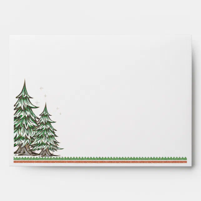 Christmas Country Pine Tree Customizable Envelope | Zazzle