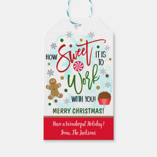 Christmas Coworker How Sweet To Work With You Gift Tags | Zazzle