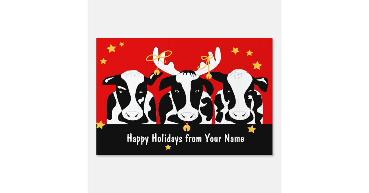 Christmas Cows Large Yard Sign | Zazzle