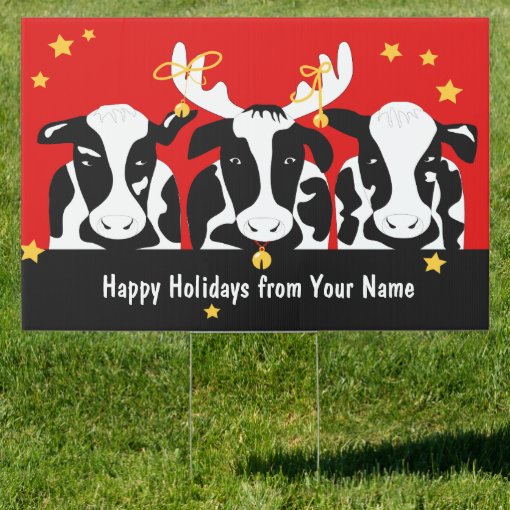 Christmas Cows Large Yard Sign | Zazzle