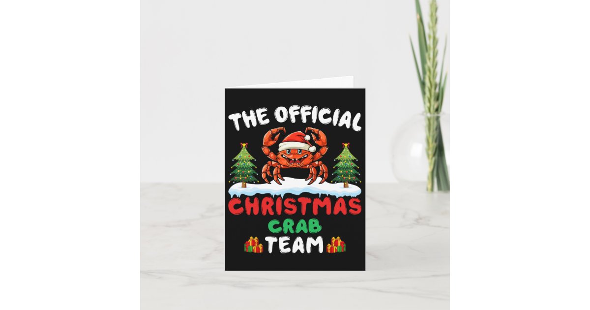 Christmas Crab Team - Crab Wearing Santa Hat Xmas Card | Zazzle