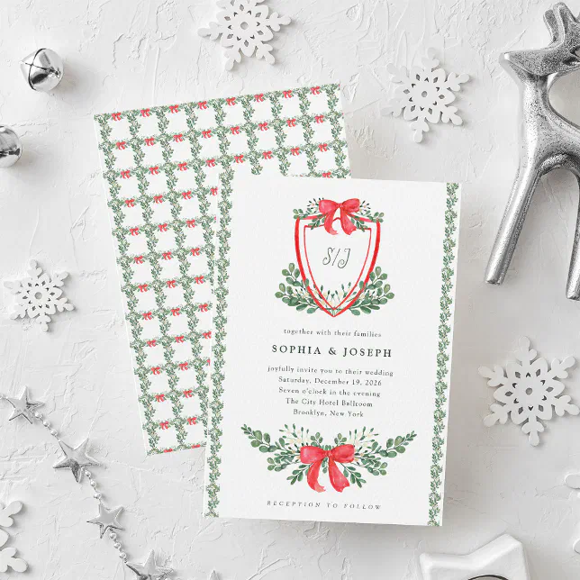 Christmas Crest | Whimsical and Colorful Wedding Invitation | Zazzle