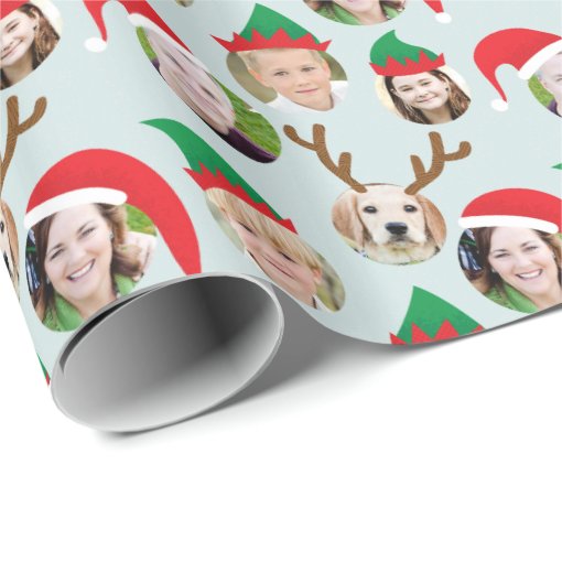 Christmas Crew Custom Six Photo Funny Holiday Gift Wrapping Paper | Zazzle
