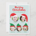 Christmas Crew Family of Five Photo Holiday Card | Zazzle