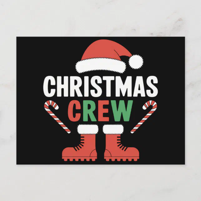 Christmas Crew Xmas Tree Holiday Matching Family Postcard | Zazzle