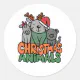 Christmas Critter Friends Festive Gathering Classic Round Sticker | Zazzle