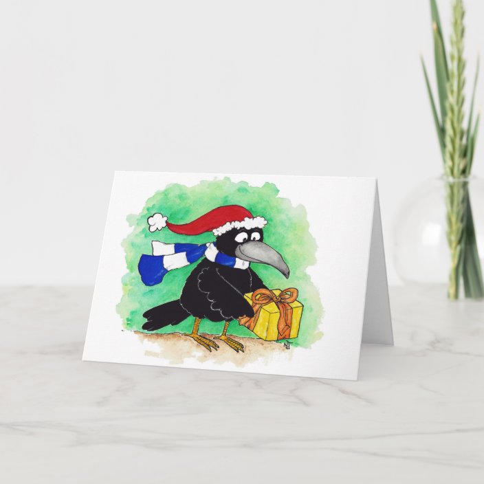 CHRISTMAS CROW greeting card by Nicole Janes | Zazzle.com