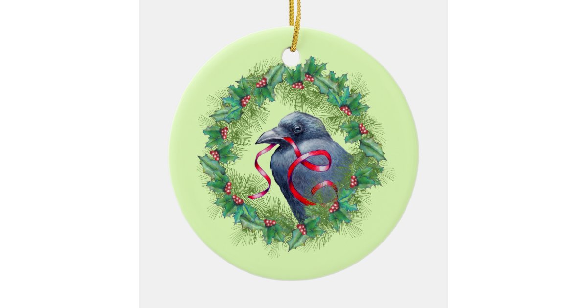 Christmas Crow Holiday Ornament | Zazzle