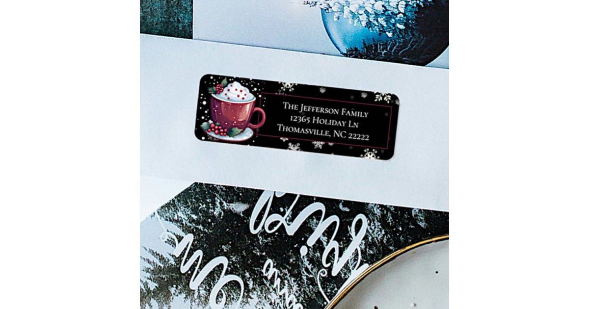 Christmas Cup of Hot Chocolate Personalized Black Label | Zazzle