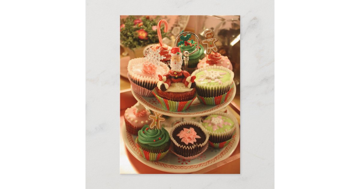 Christmas Cupcake postcard | Zazzle
