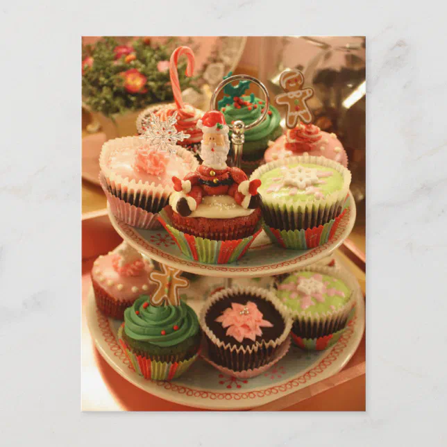 Christmas Cupcake postcard | Zazzle