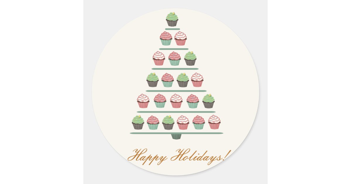 Christmas Cupcake Tree Stand Sticker | Zazzle