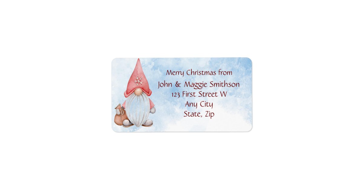 Christmas Cute Gnome Scene Custom Label | Zazzle