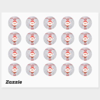 Christmas Cute Kids Cartoon Santa Classic Round Sticker | Zazzle