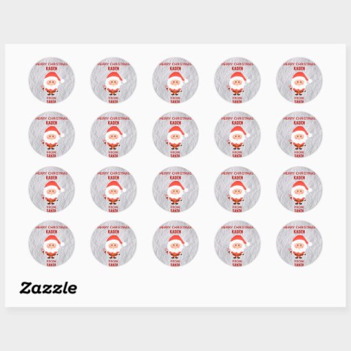 Christmas Cute Kids Cartoon Santa Classic Round Sticker | Zazzle