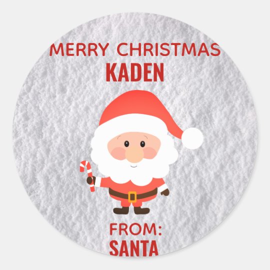 Christmas Cute Kids Cartoon Santa Classic Round Sticker | Zazzle.com