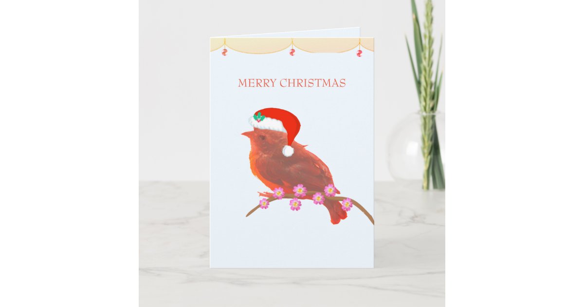 Christmas cute little bird card | Zazzle
