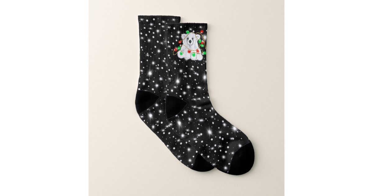 Christmas cute polar bear cub, Santa bear cub Socks | Zazzle