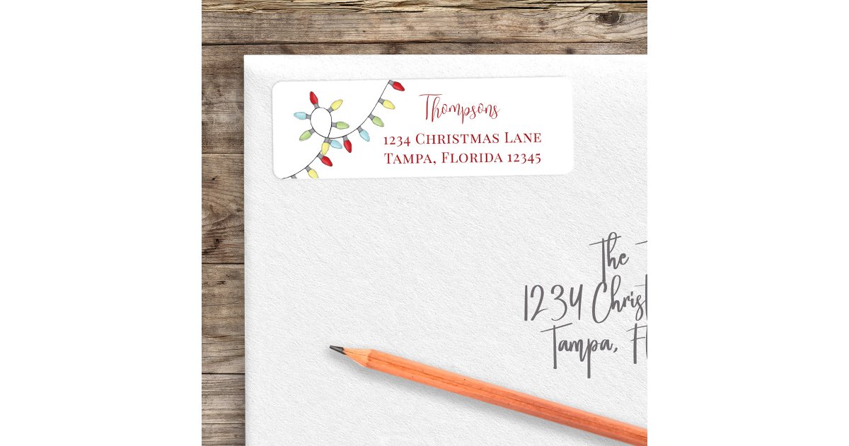 Christmas Cute Whimsical Colorful String Lights Label | Zazzle