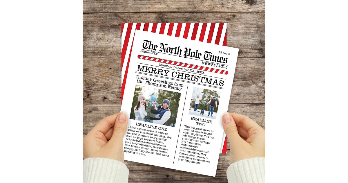 Christmas Cute Whimsical Photo Newspaper Flyer | Zazzle