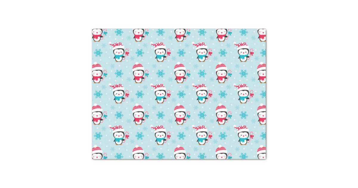 Christmas Cute Winter Penguin Tissue Paper | Zazzle