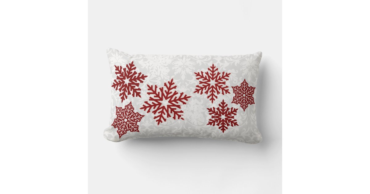 Christmas Dark Red Snowflakes Lumbar Pillow | Zazzle