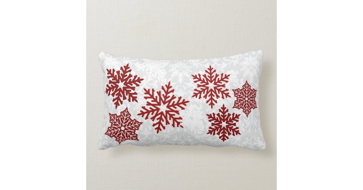 Christmas Dark Red Snowflakes Lumbar Pillow | Zazzle.com