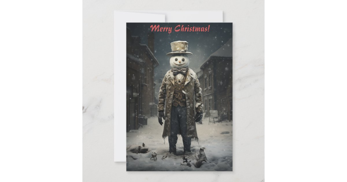 Christmas Dark Snowman Holiday Card | Zazzle