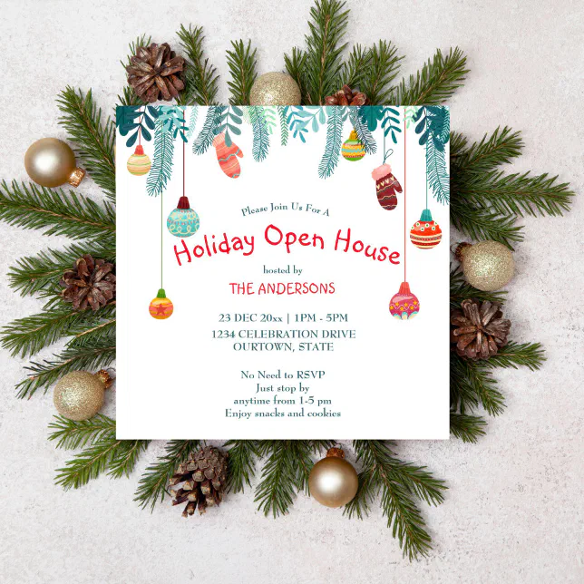 Christmas decoration holiday open house invitation | Zazzle
