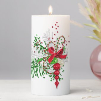 Christmas Decorations Candy Cane Pillar Candle | Zazzle
