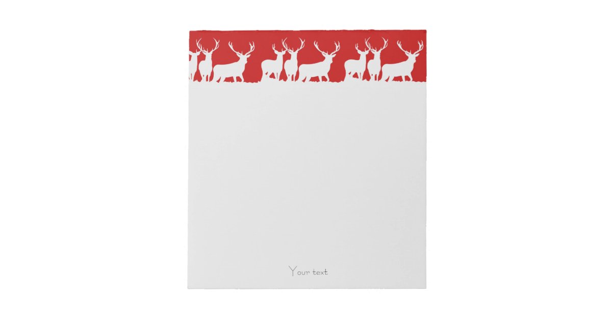 Christmas deer reindeer holiday simple classic red notepad | Zazzle