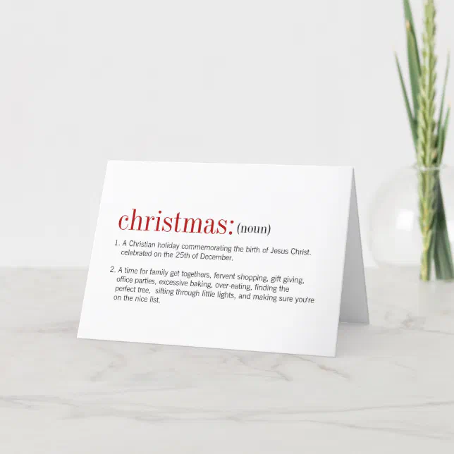 Christmas Definition Folded Holiday Card | Zazzle
