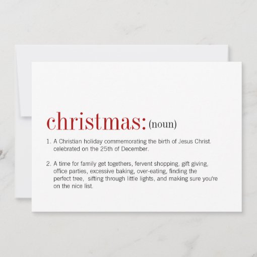 Christmas Definition Holiday Card | Zazzle