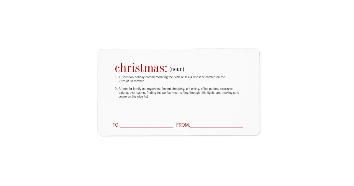 Christmas Definition Holiday Label | Zazzle